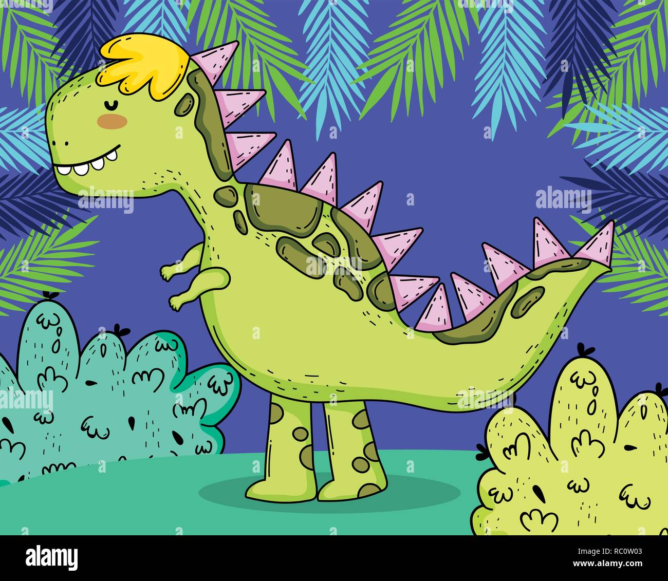 tyrannosarus prehistoric dino animal with plants Stock Vector Image ...