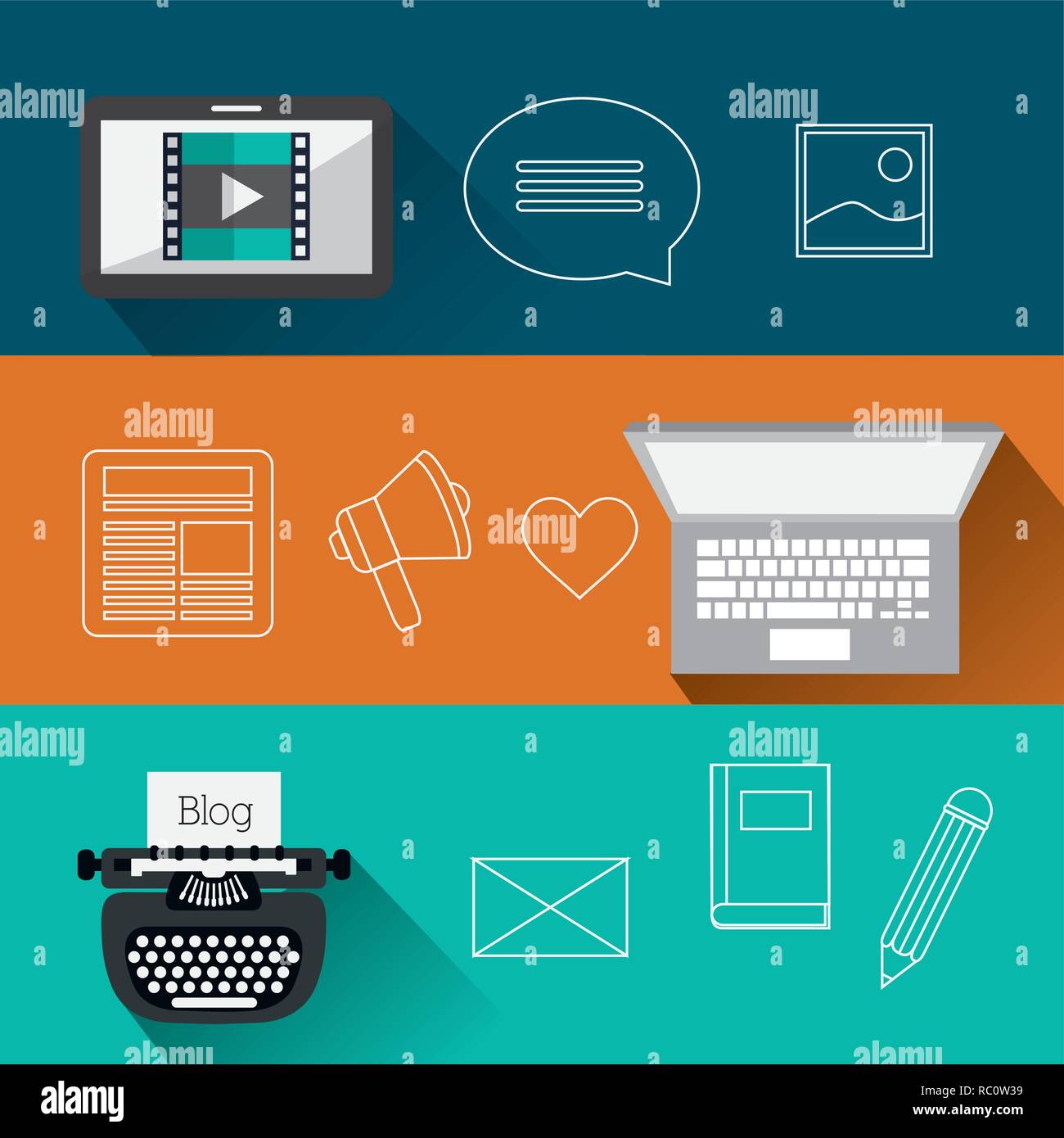 Blog design icons Stock Vector Image & Art - Alamy