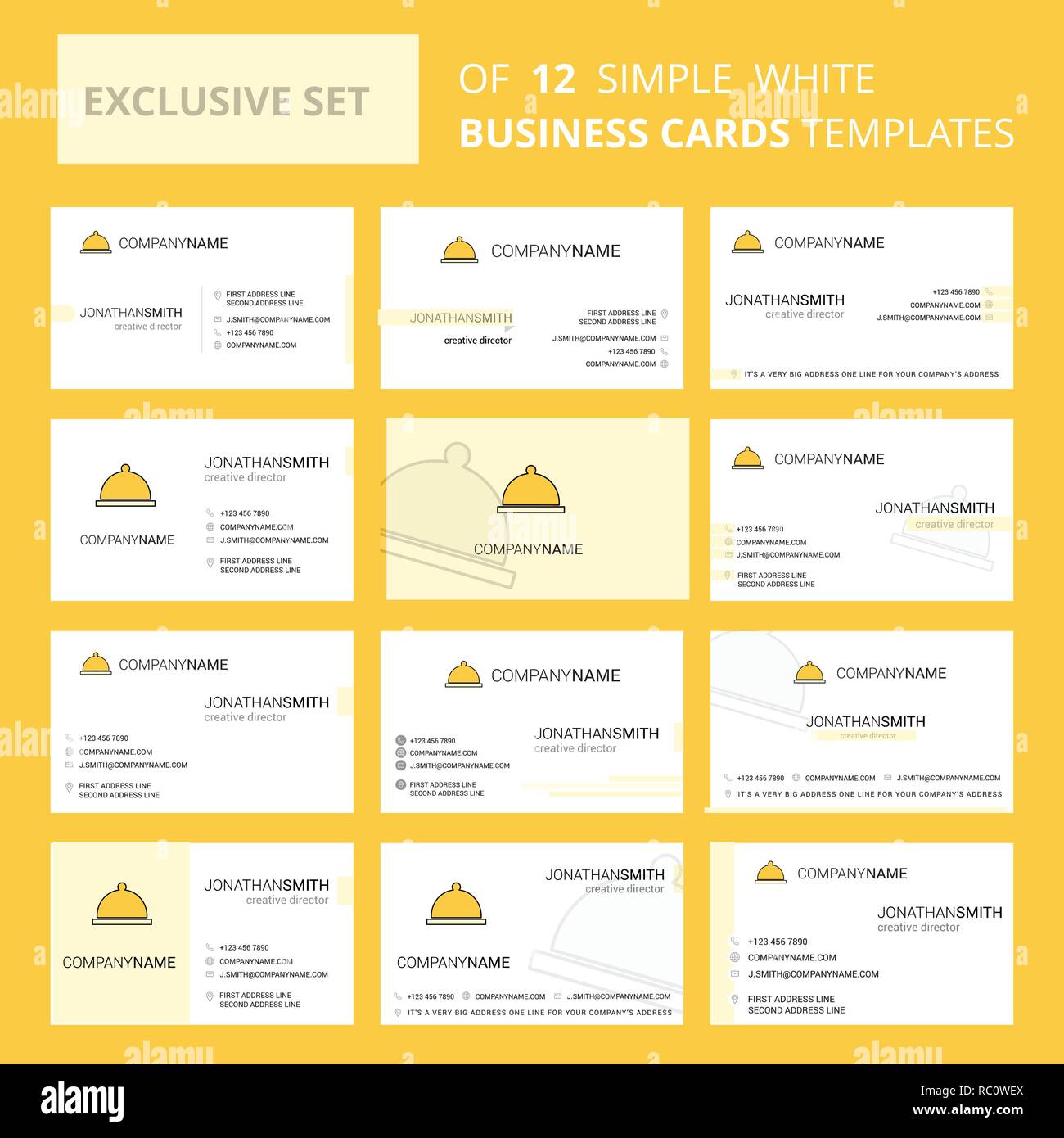 Set of 12 Food dish Creative Busienss Card Template. Editable Creative ...