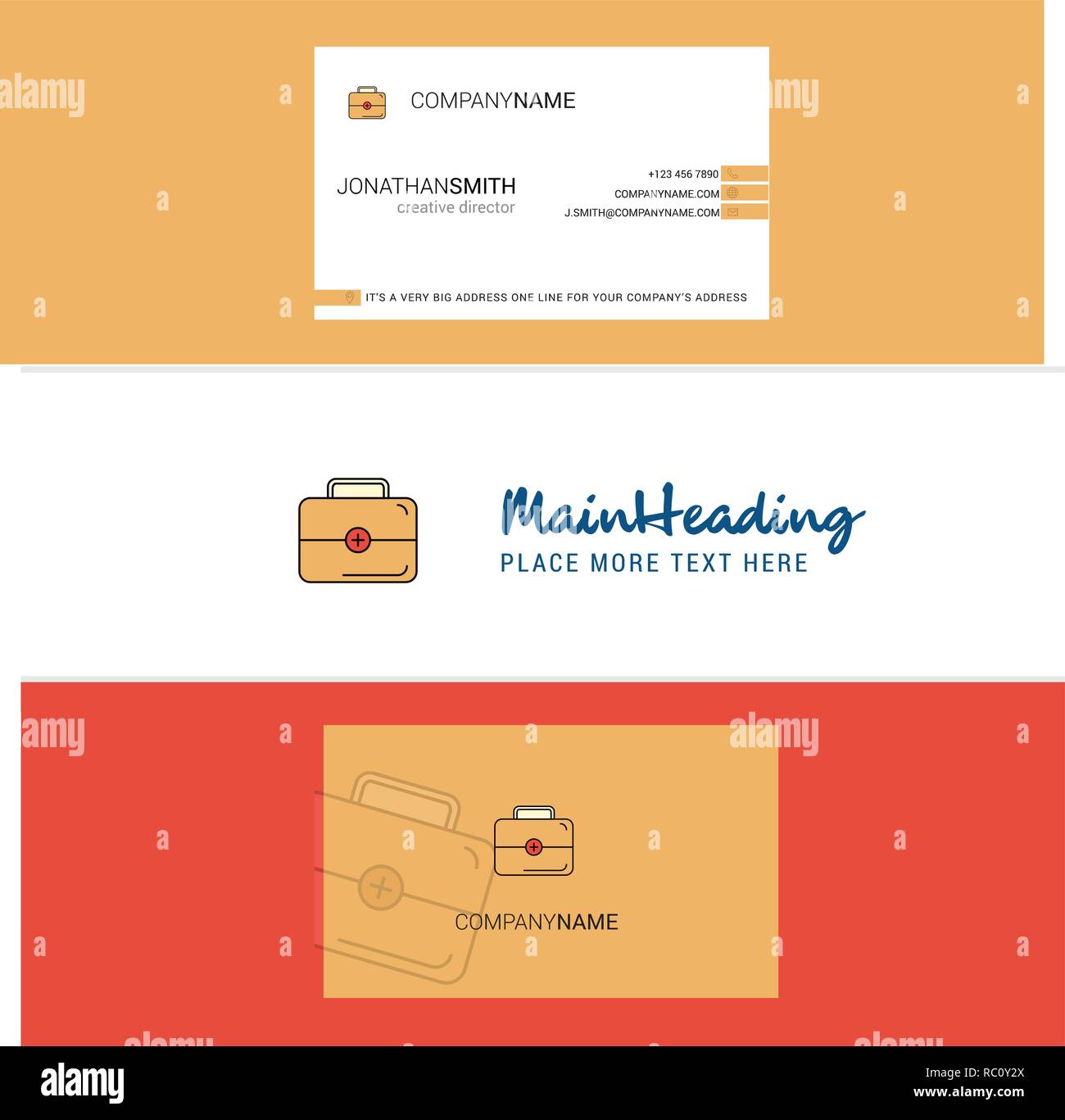 Beautiful First aid box Logo and business card. vertical Design Vector ...