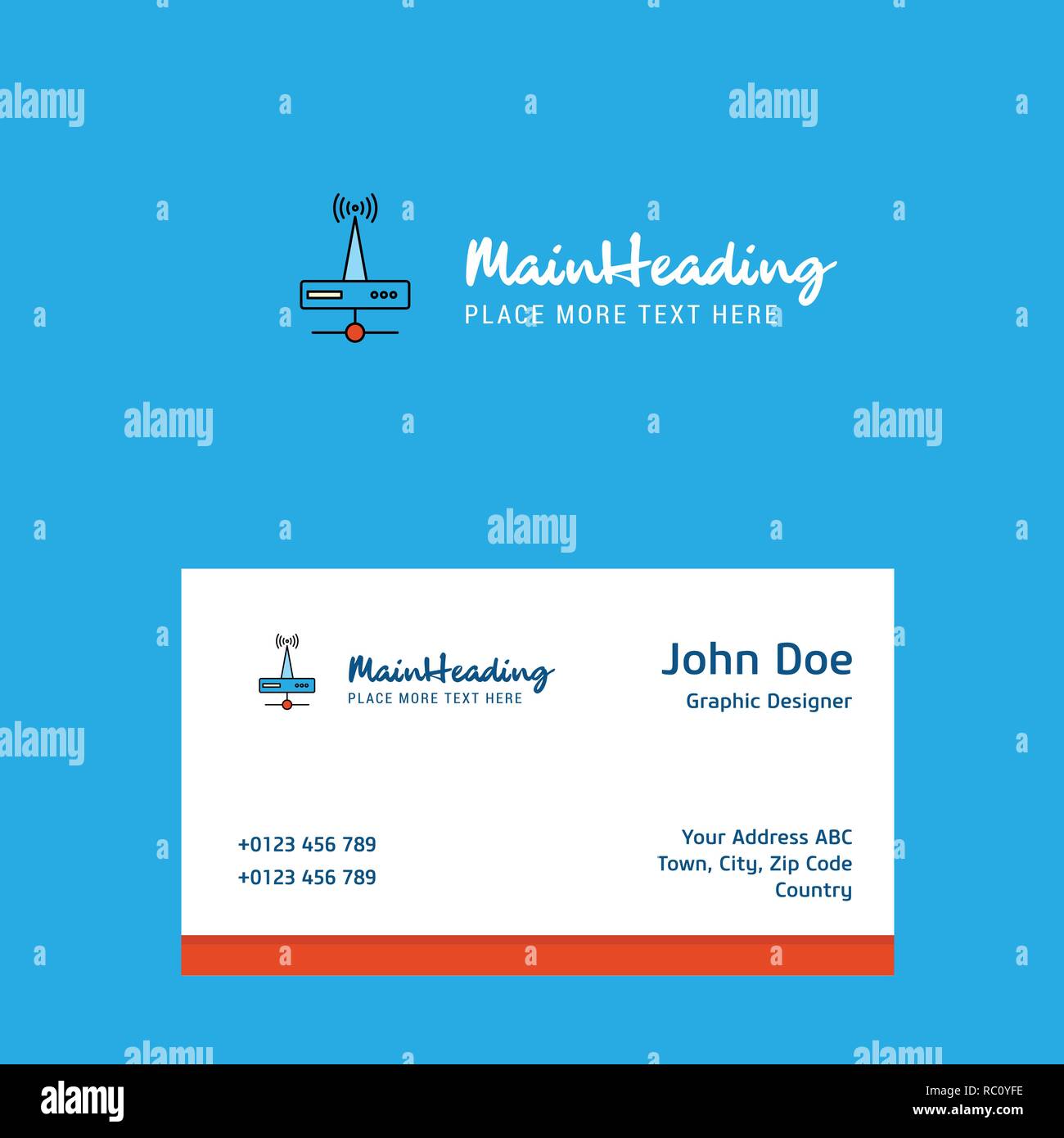 Wifi router logo Design with business card template. Elegant corporate ...