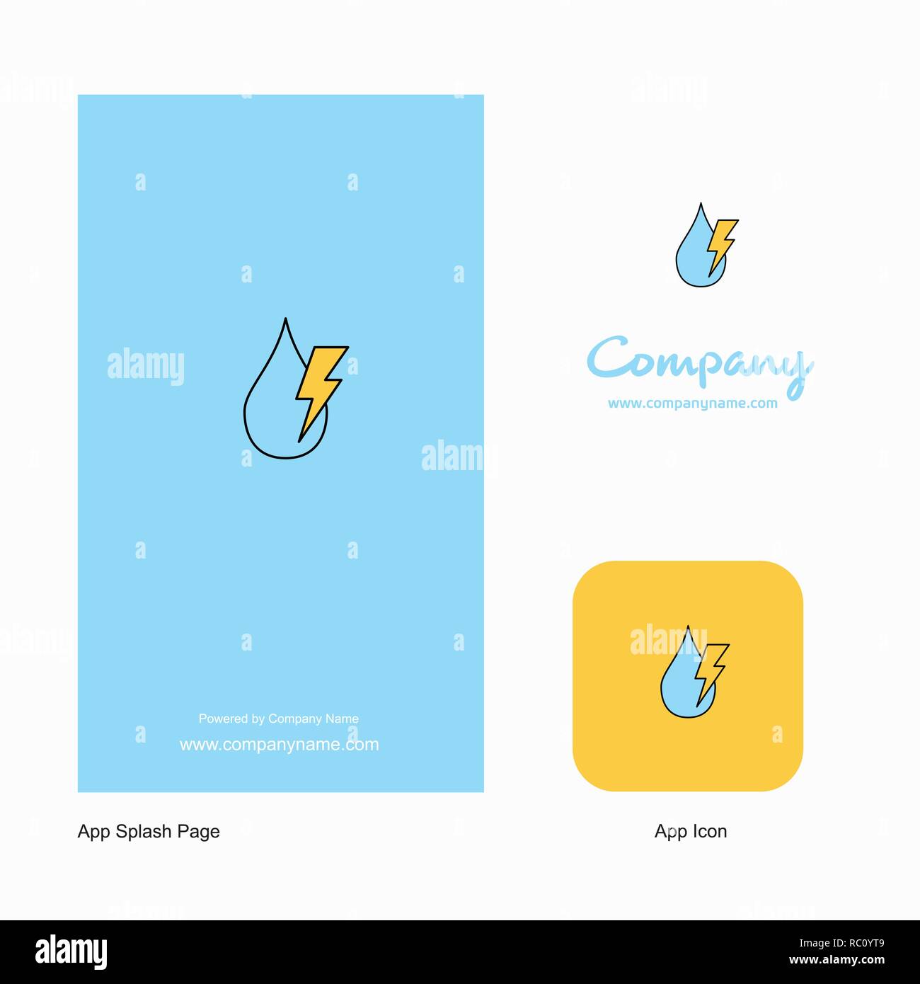 Water drop with current Company Logo App Icon and Splash Page Design ...