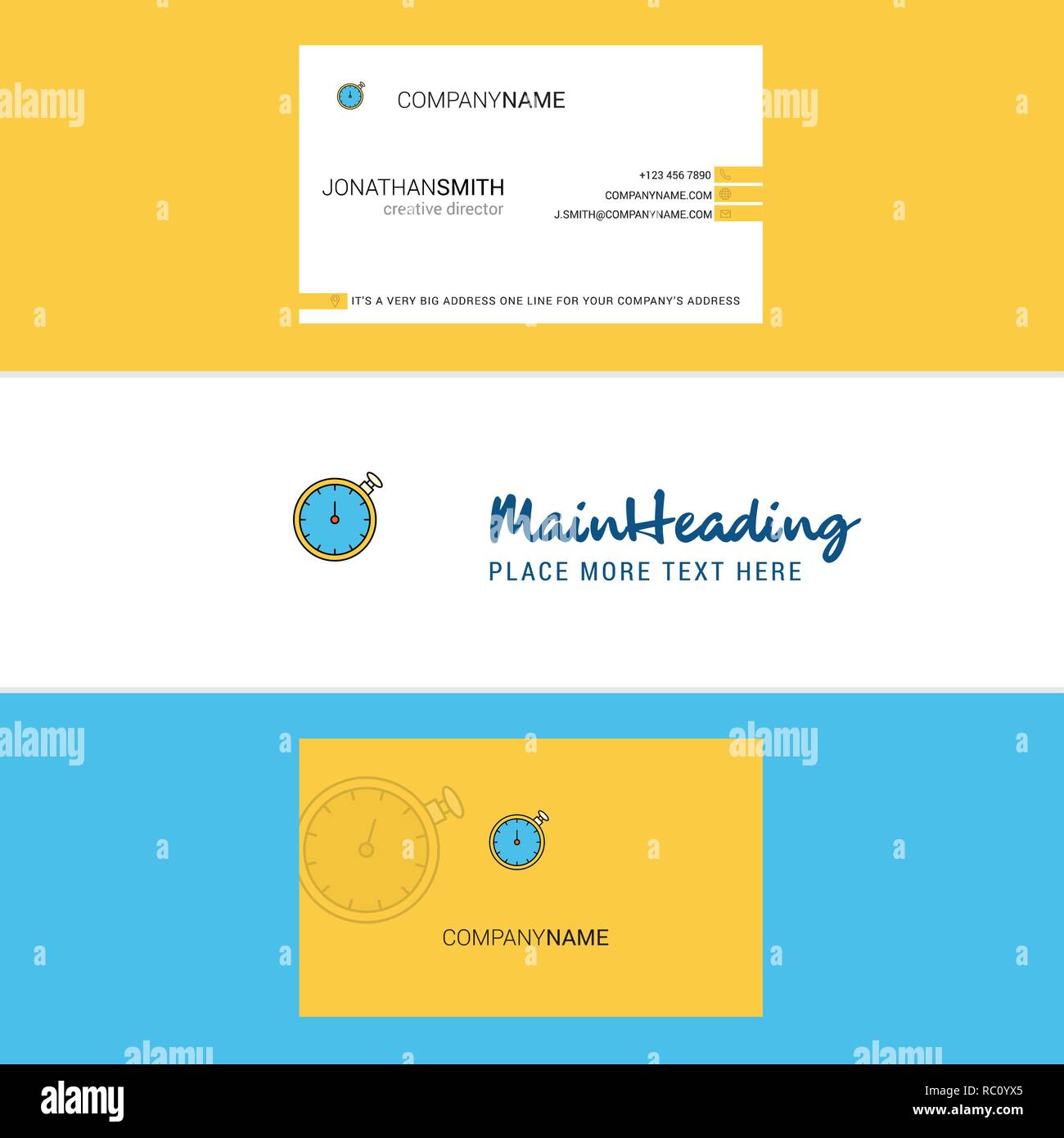 Beautiful Stopwatch Logo and business card. vertical Design Vector ...
