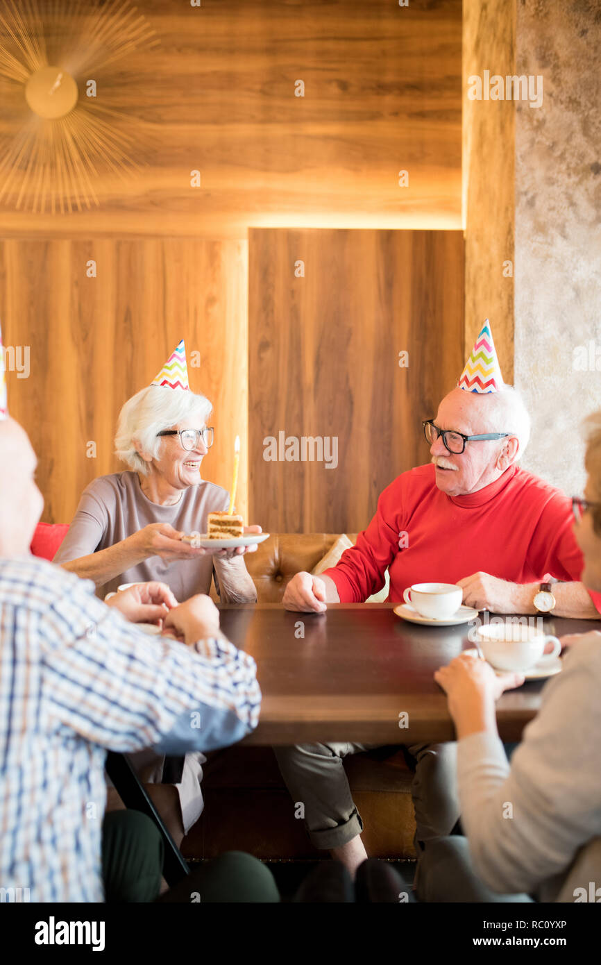 Senior birthday cake restaurant hi-res stock photography and images - Alamy