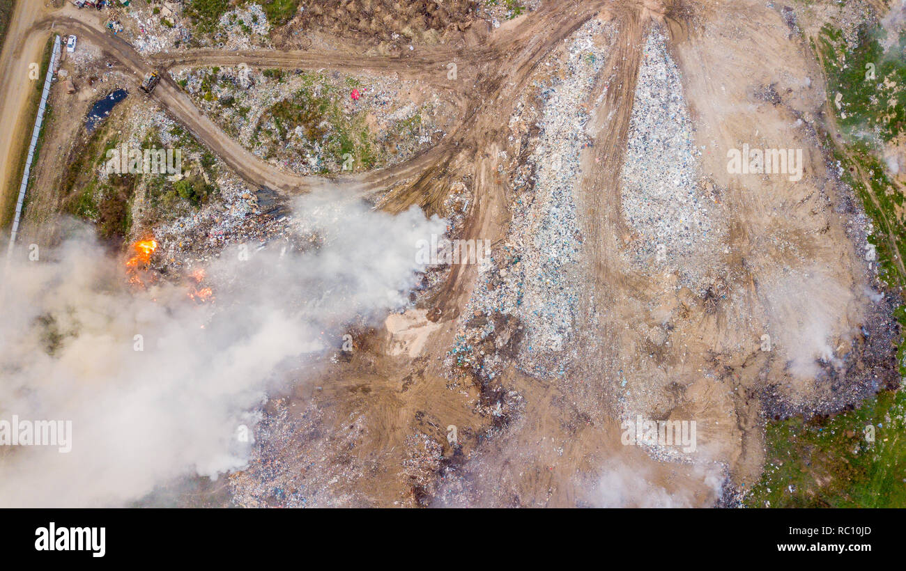 Waste incineration, environmental issue, heavy junk smoke Stock Photo ...