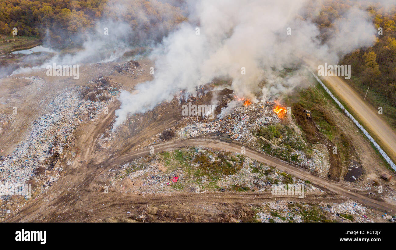 Waste incineration, environmental issue, heavy junk smoke Stock Photo ...