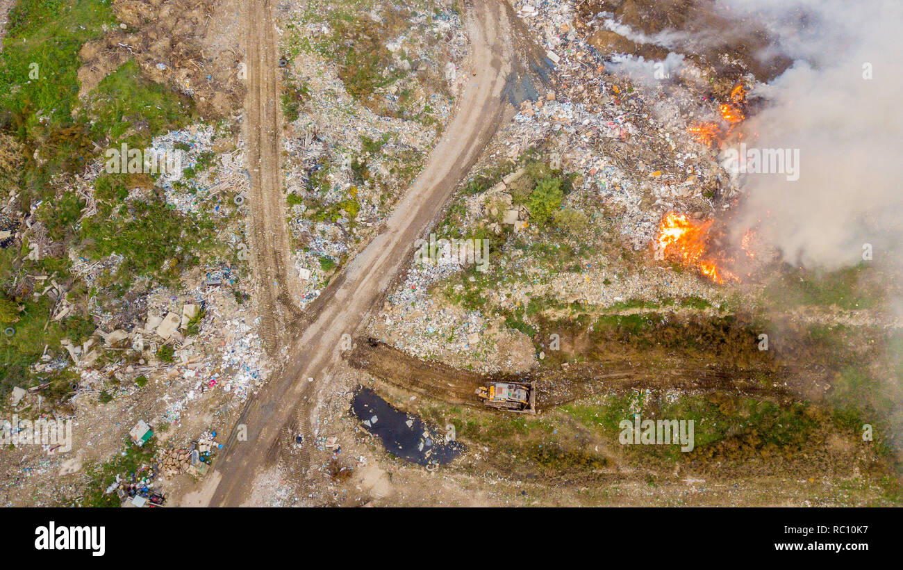 Waste incineration, environmental issue, heavy junk smoke Stock Photo ...