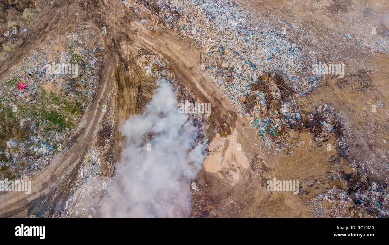 Waste incineration, environmental issue, heavy junk smoke Stock Photo ...