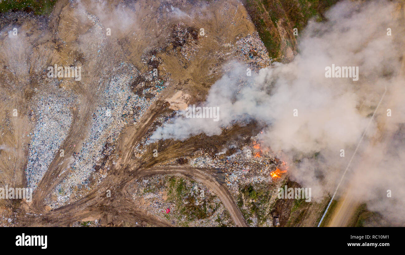 Waste incineration, environmental issue, heavy junk smoke Stock Photo ...