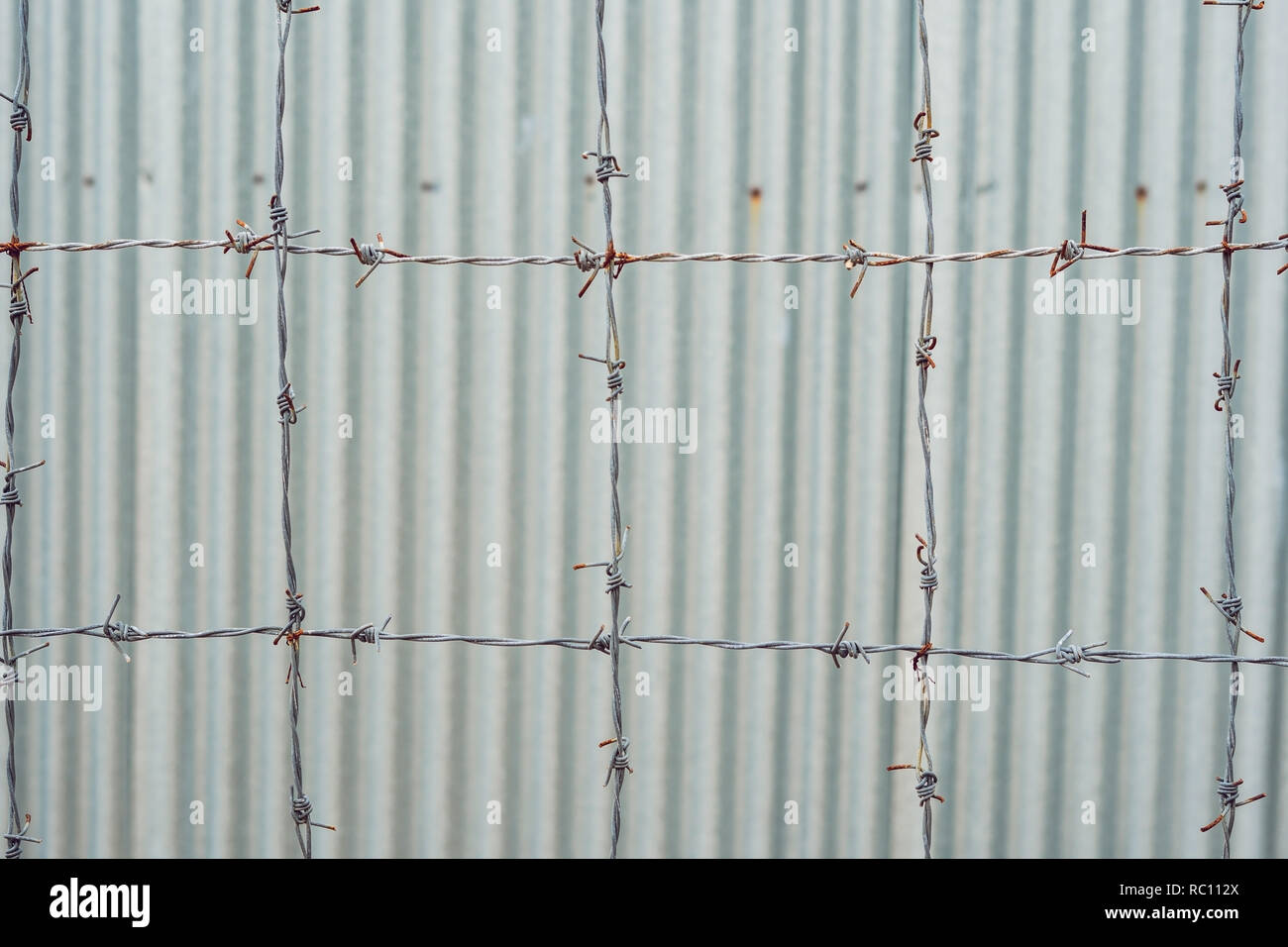 Barbed wire, a fence in prison. Prison concept Stock Photo - Alamy