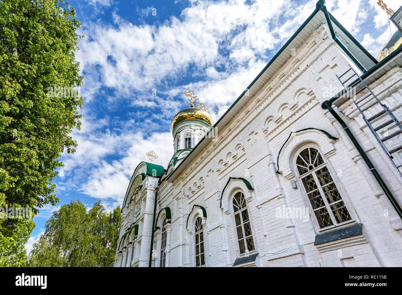 Raifa Bogoroditsky monastery, Kazan. Golden domes of the Holy Trinity ...