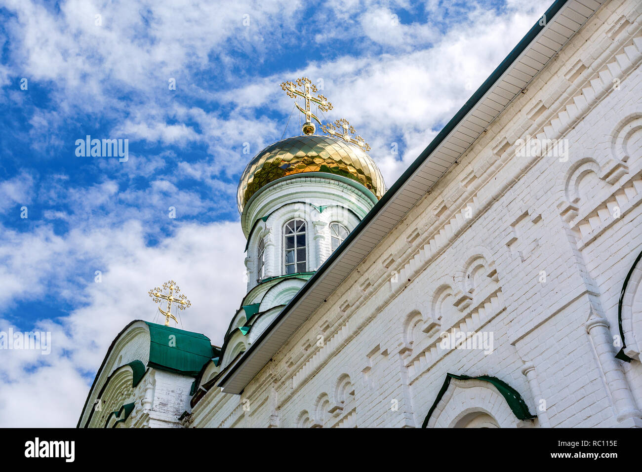 Raifa Bogoroditsky monastery, Kazan. Golden domes of the Holy Trinity ...