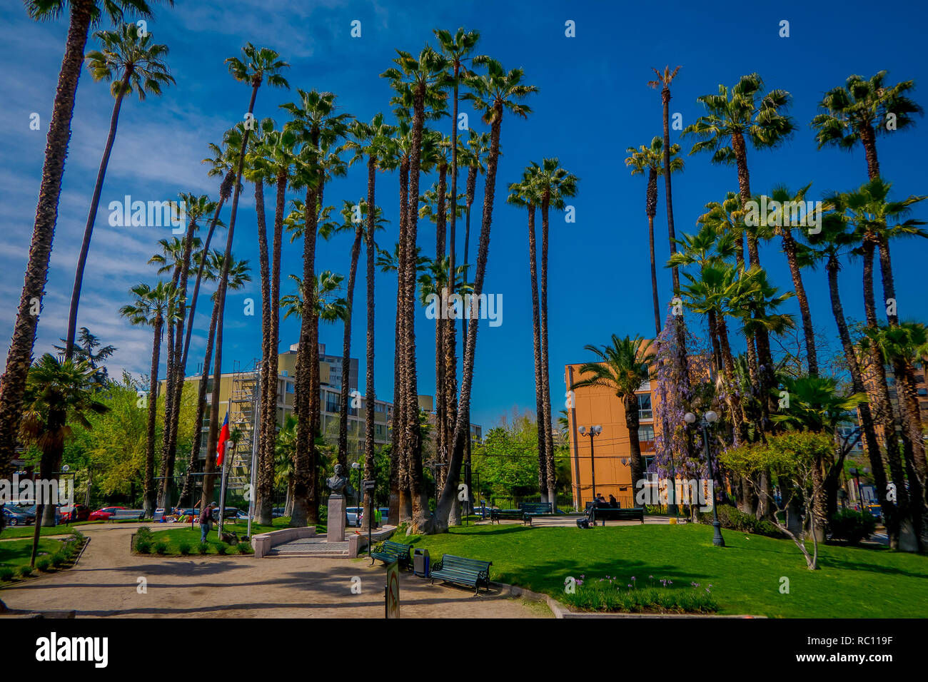 SANTIAGO DE CHILE, CHILE - OCTOBER 16, 2018: Beautiful outdoor view of ...