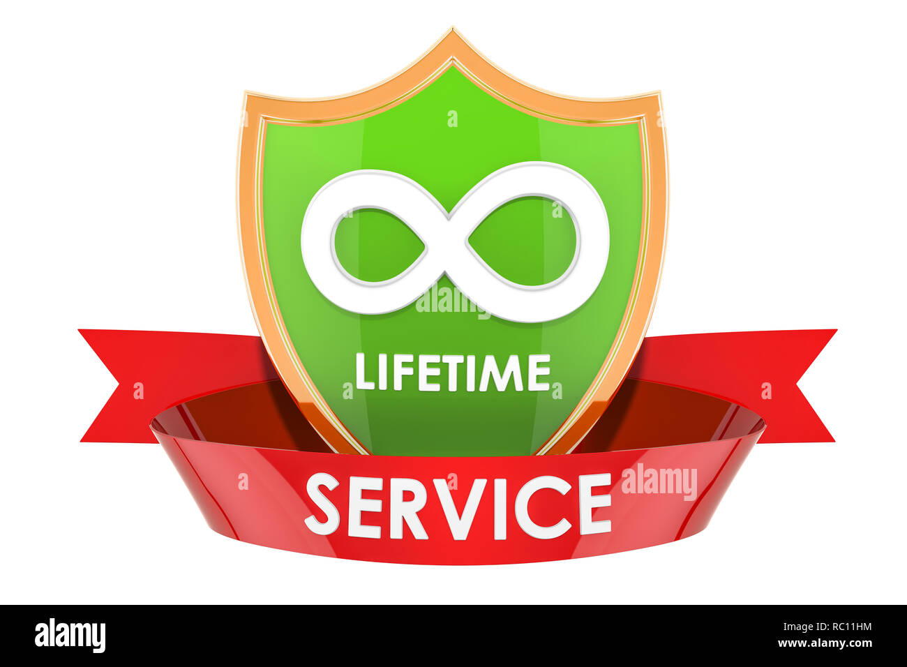 Lifetime service label, badge. 3D rendering isolated on white ...
