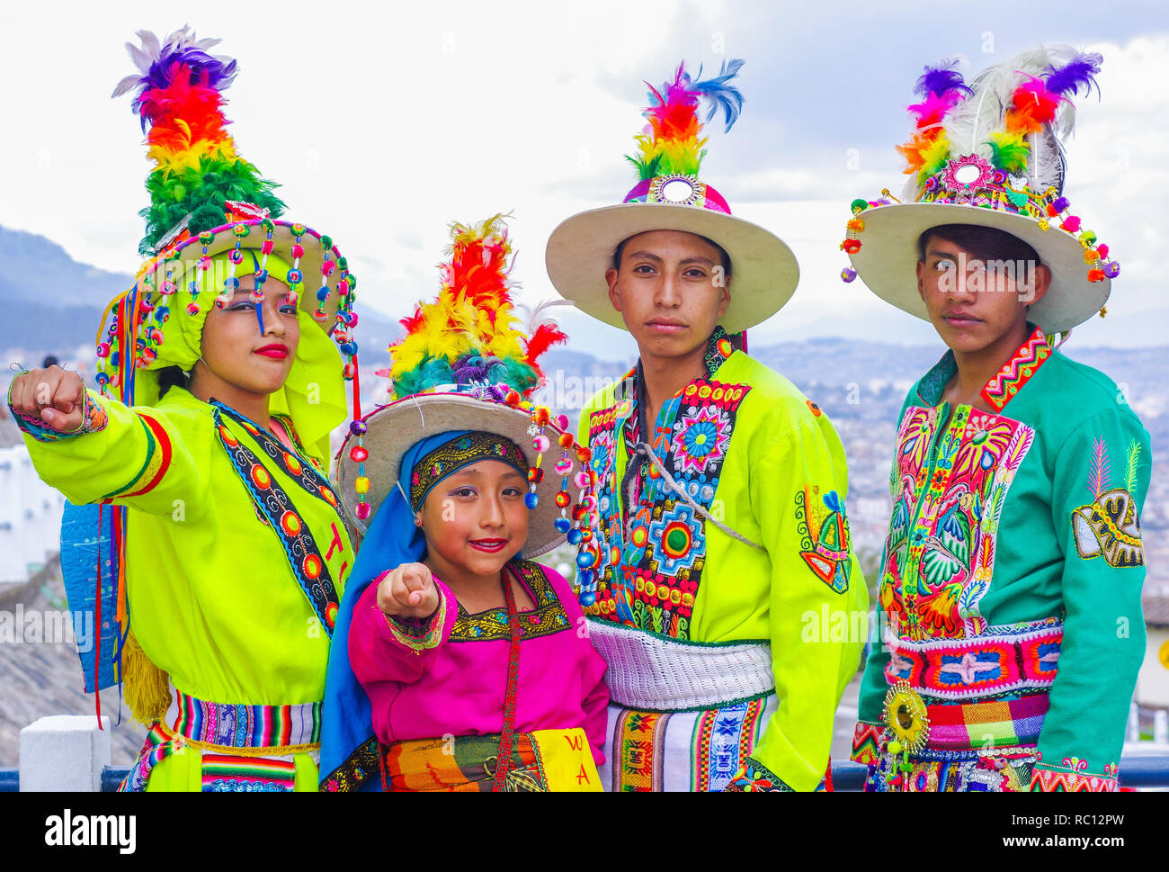 Quito, Ecuador, December, 12 2018: Outdoor view of group of people ...