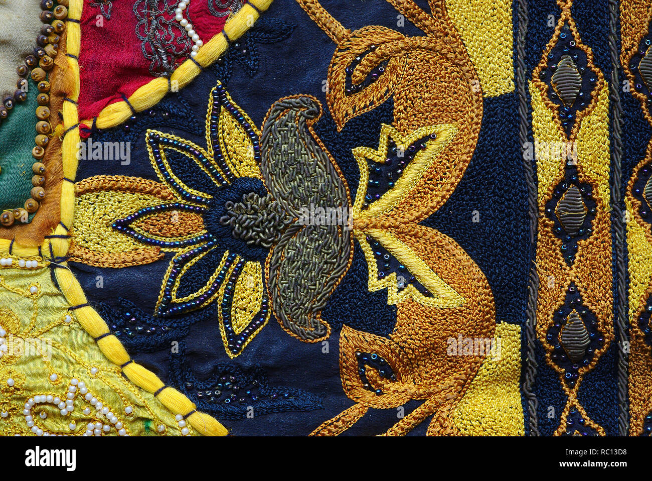 Indian patchwork detail, traditional handicraft handmade. decorative ...