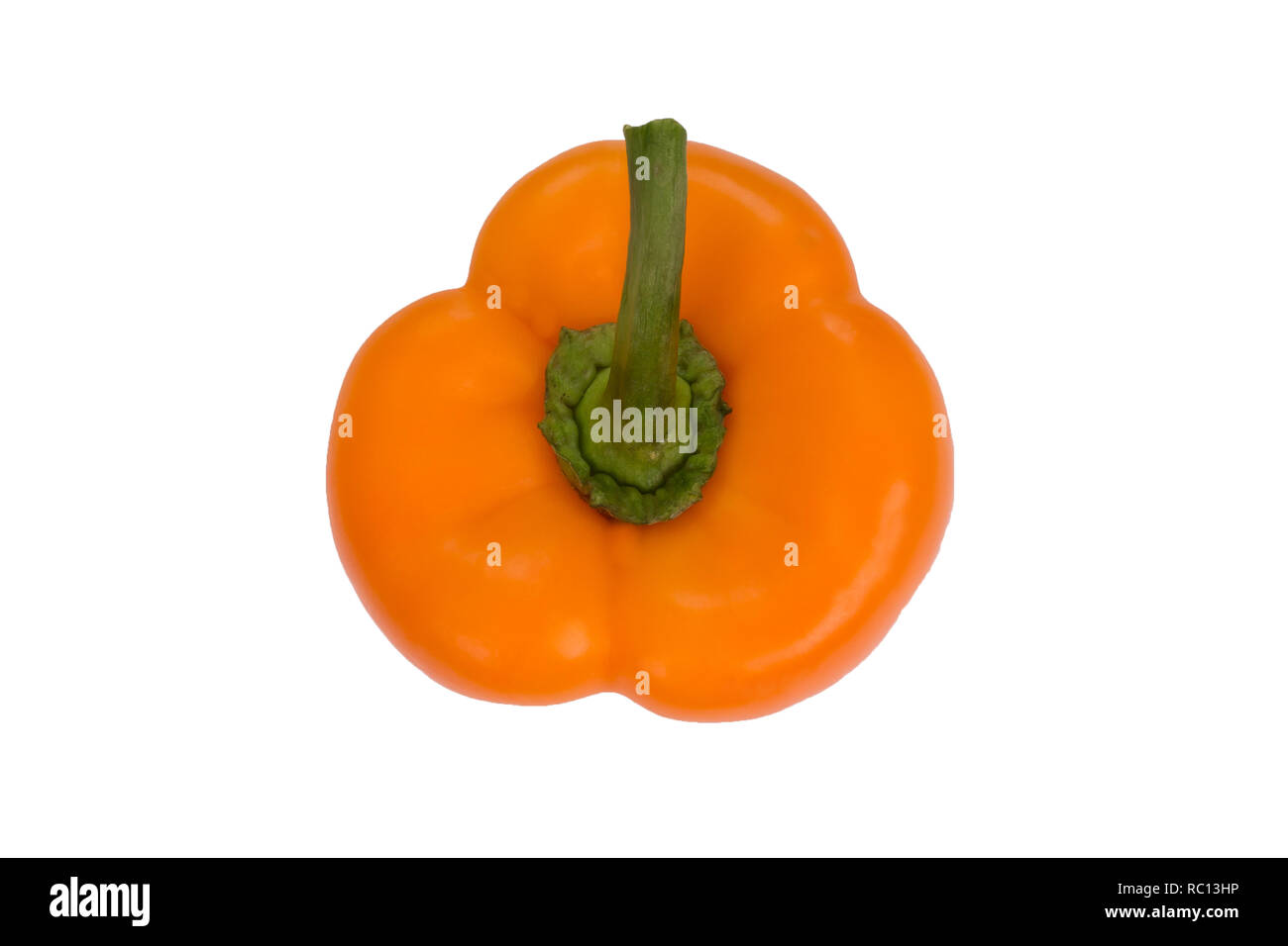 Orange sweet pepper isolated on white background. Top view. Fresh ...