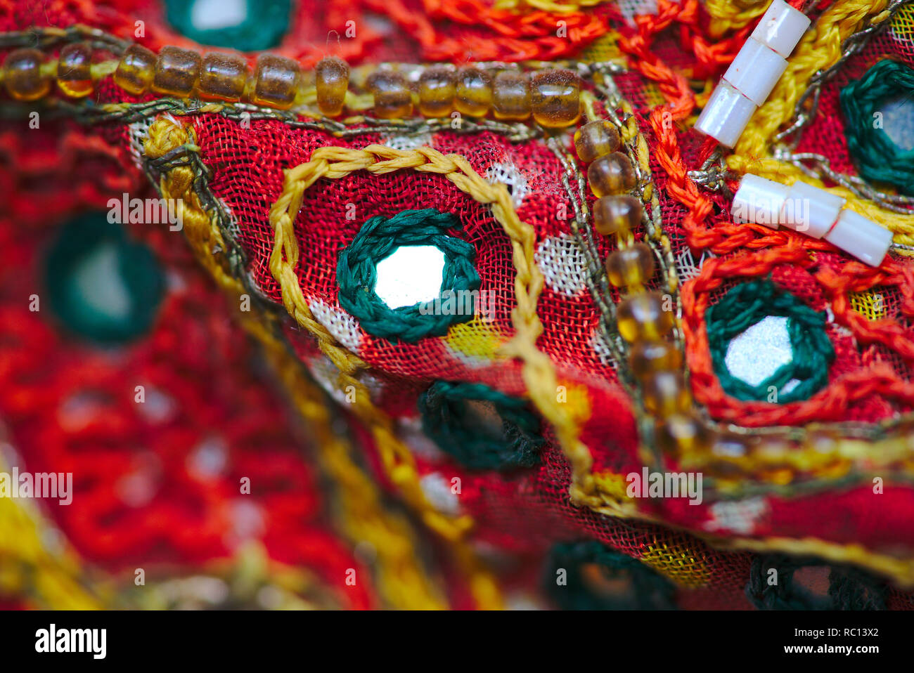 Indian patchwork detail, traditional handicraft handmade. decorative ...