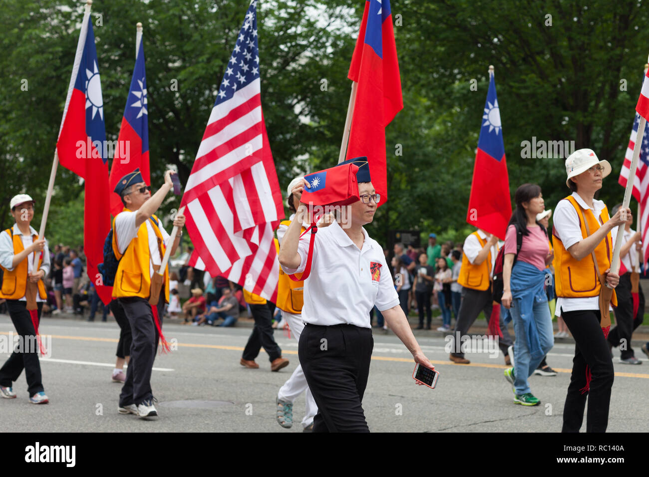Washington, D.C., USA - May 28, 2018: The National Memorial Day Parade, Taiwan military veterans ...