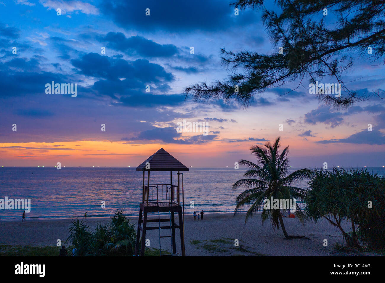 aerial view sunset at Karon beach.Karon beach is a beach is broad and ...