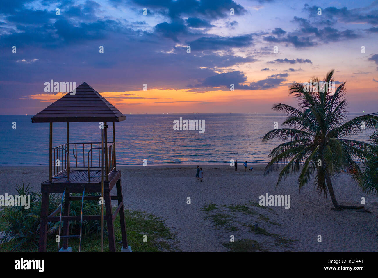 aerial view sunset at Karon beach.Karon beach is a beach is broad and ...