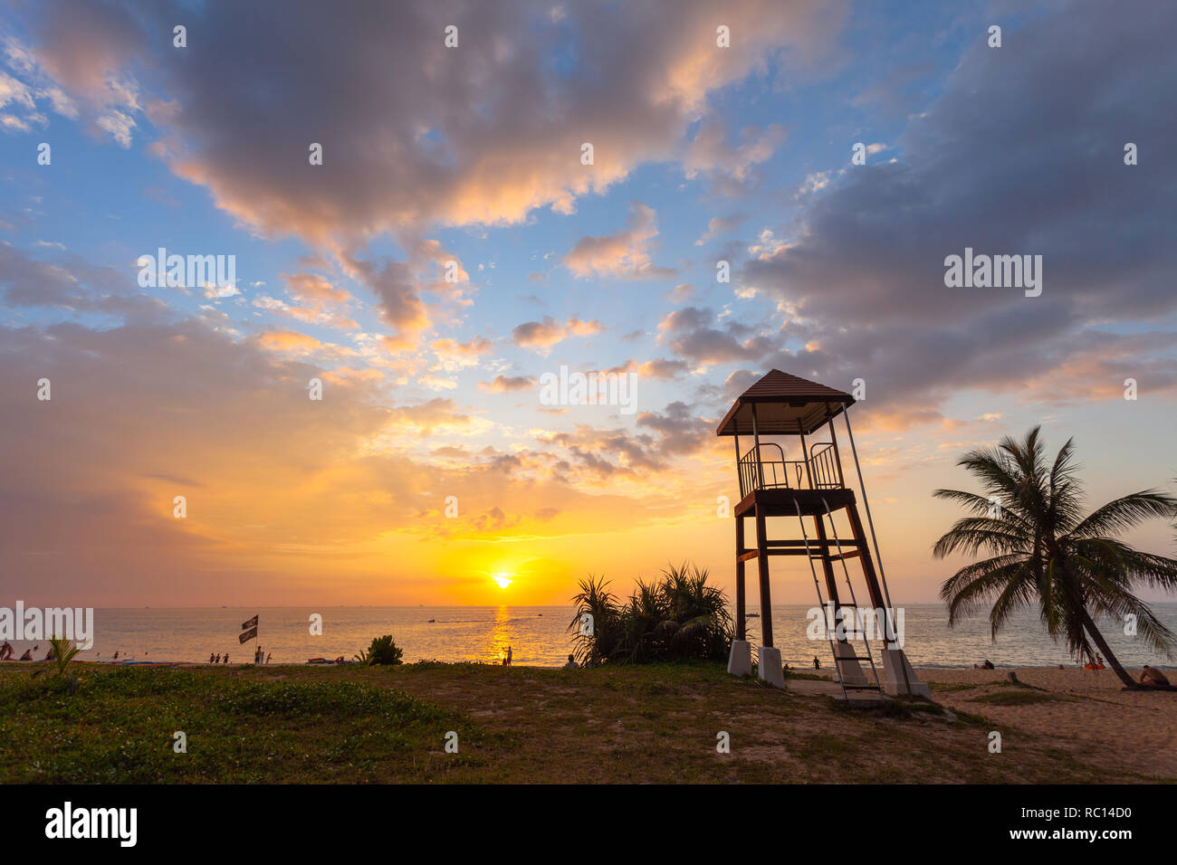 sunset at Karon beach.Karon beach is a beach is broad and long. Sand ...