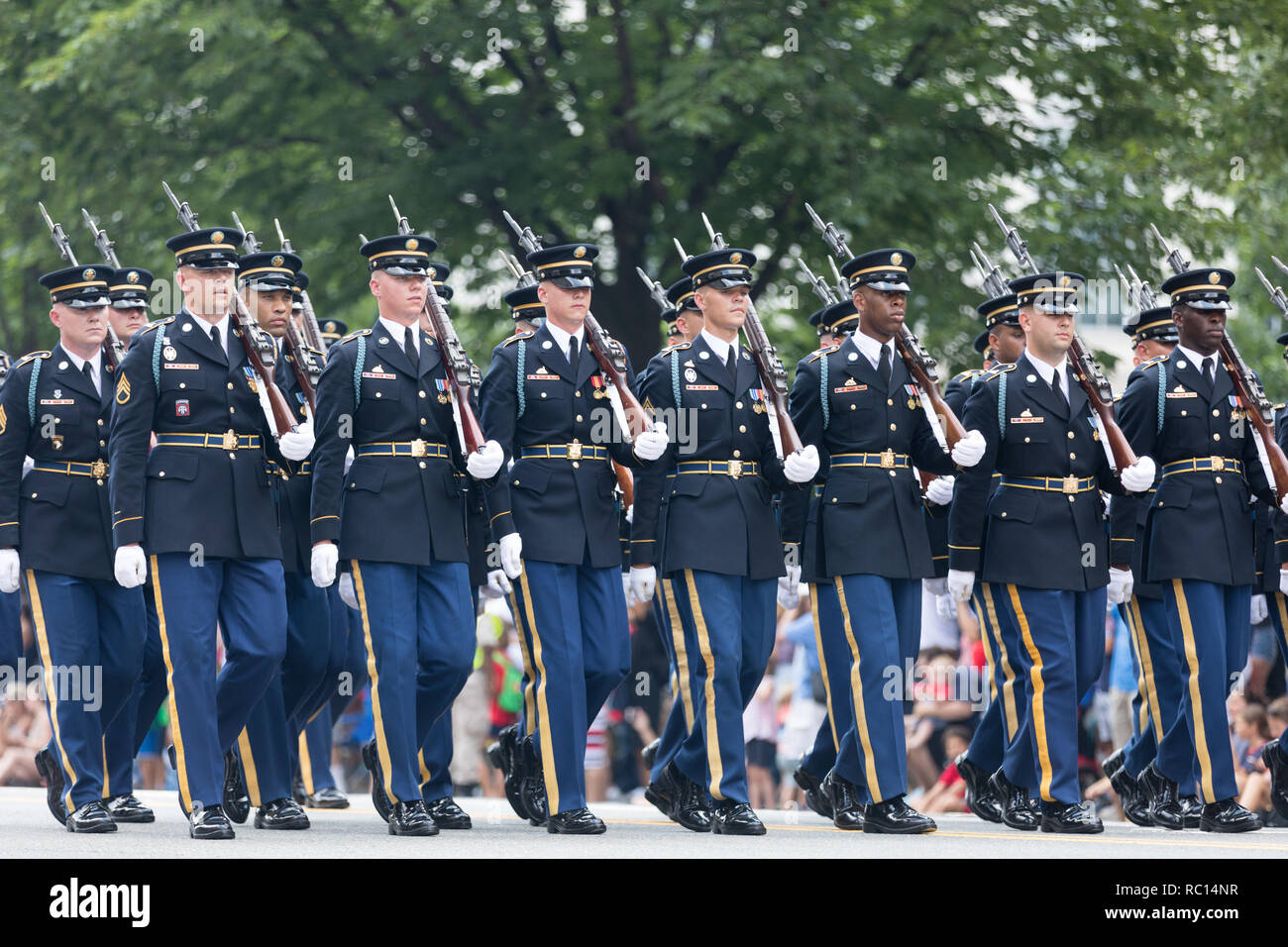 Washington, D.C., USA - July 4, 2018, Members of the US Army carrying ...