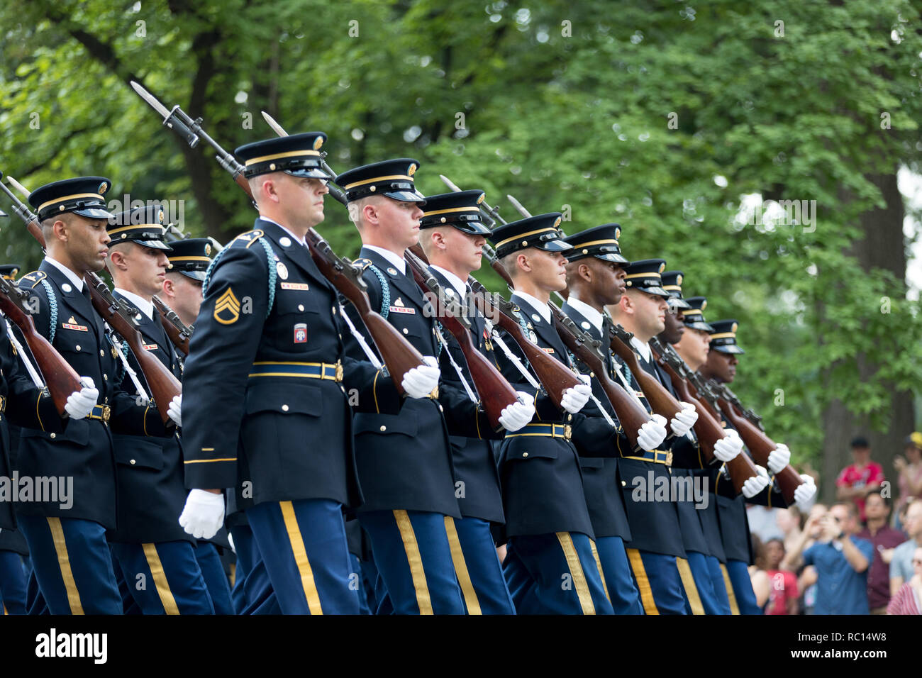 Washington, D.C., USA - July 4, 2018, Members of the US Army carrying ...