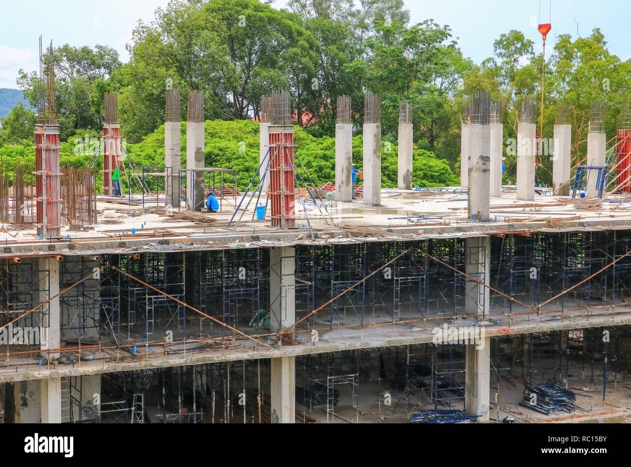 construction workers site and building of housing at laborer work ...