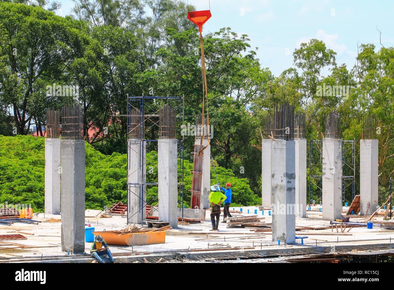 Construction working construction site rope development hi-res stock ...