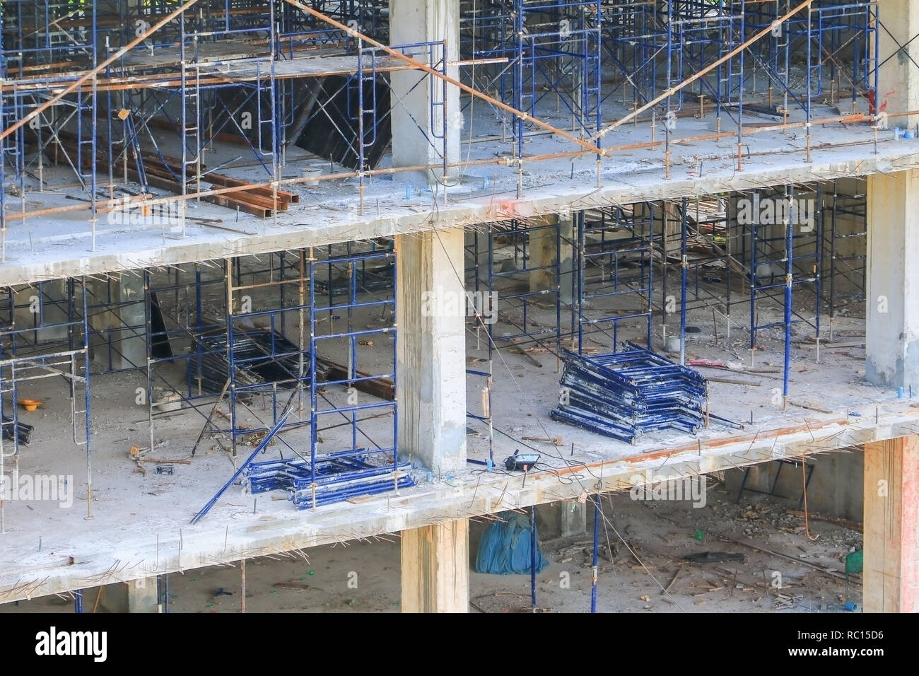 construction laborer team working on high ground building commercial in ...