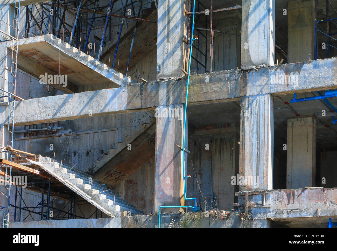 construction in working on high ground building in site workplace Stock ...