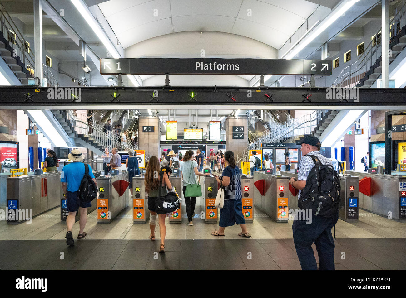 Gates to the platforms at Circular Quay train station in Sydney ...