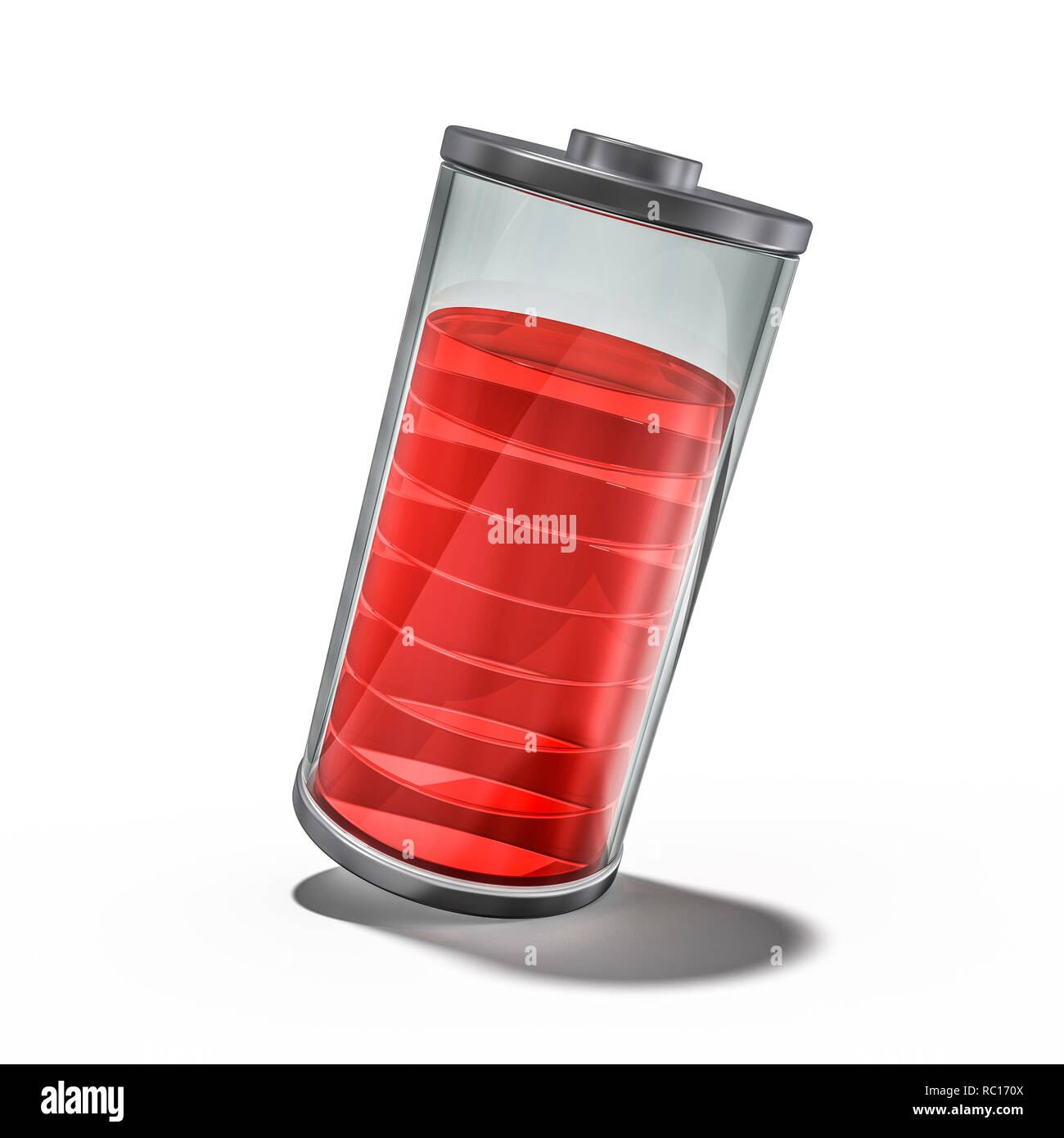 Battery icon with red charge indicator. 3D rendering Stock Photo - Alamy