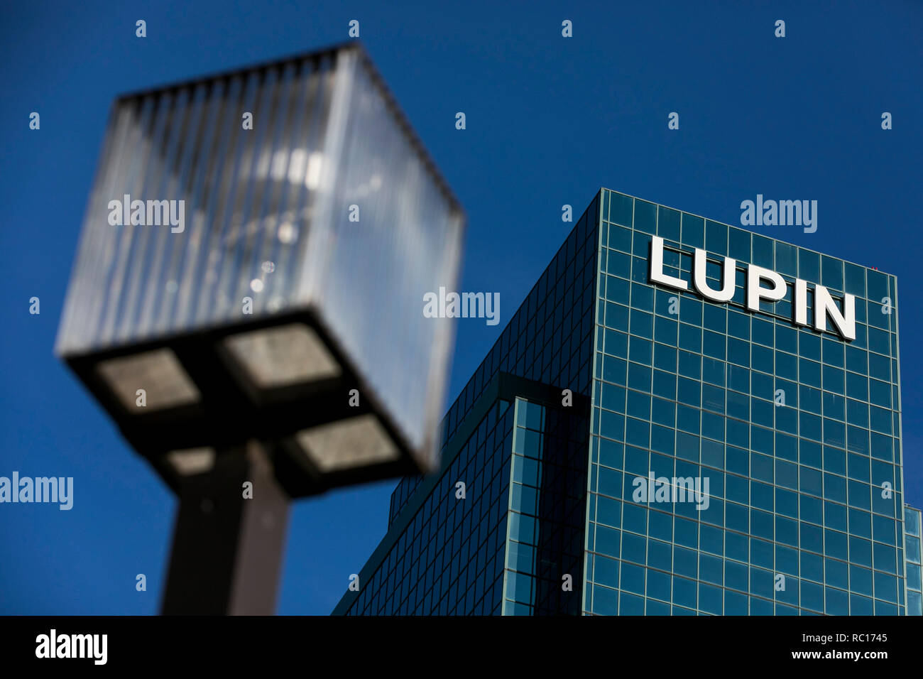 A logo sign outside of a facility occupied by Lupin Pharmaceuticals in ...