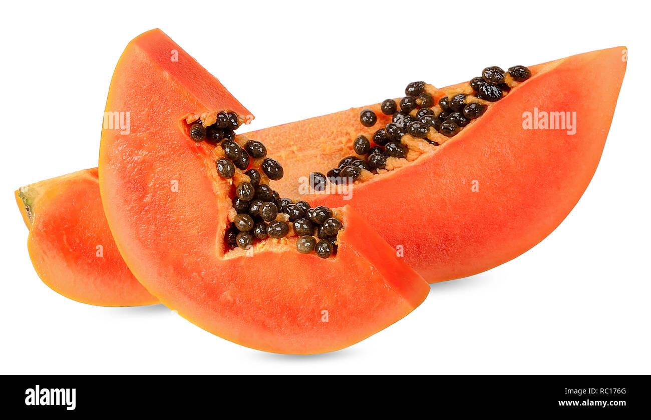 Slice papaya isolated on white with clipping path Stock Photo - Alamy