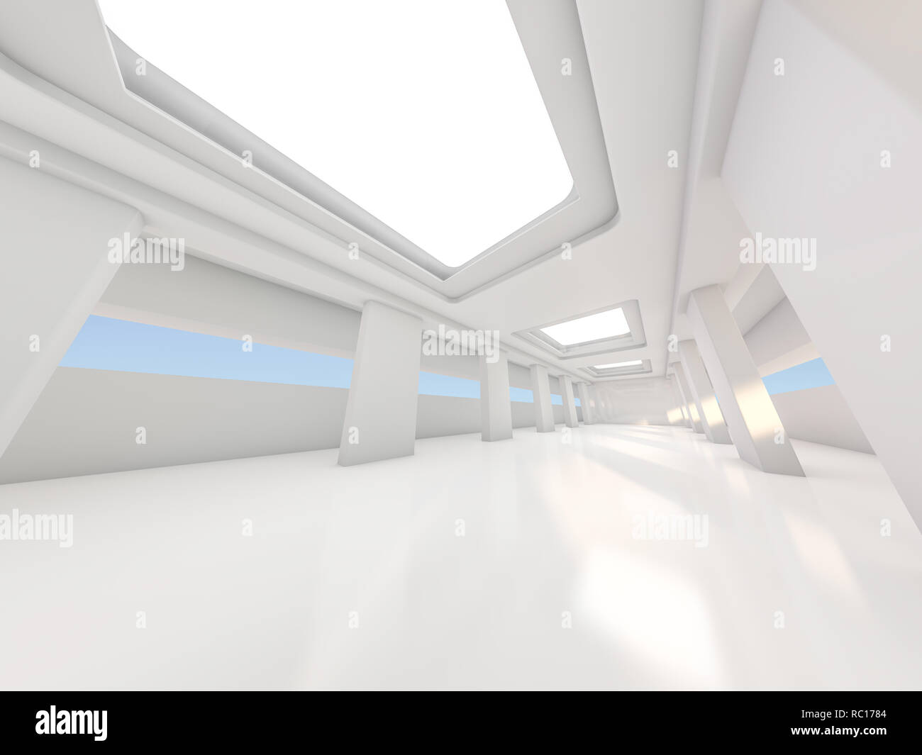 Abstract modern architecture background, empty open space interior. 3D ...