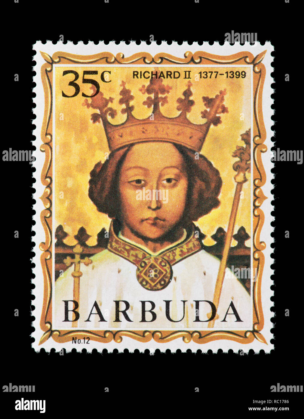 Postage stamp from Barbuda depicting Richard II, former king of England ...