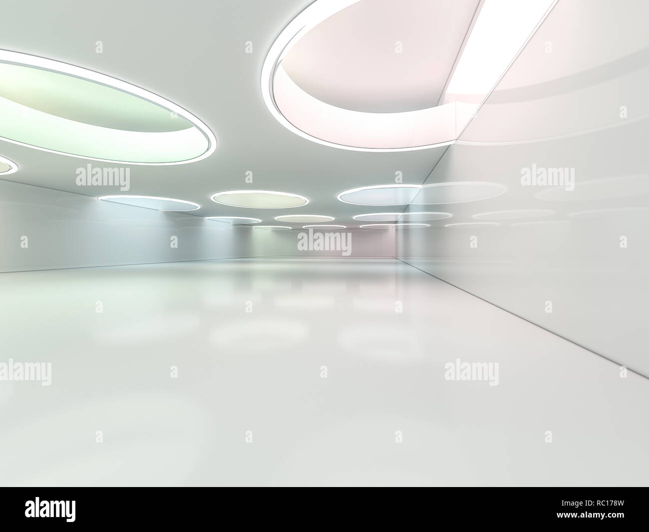 Abstract modern architecture background, empty open space interior. 3D ...