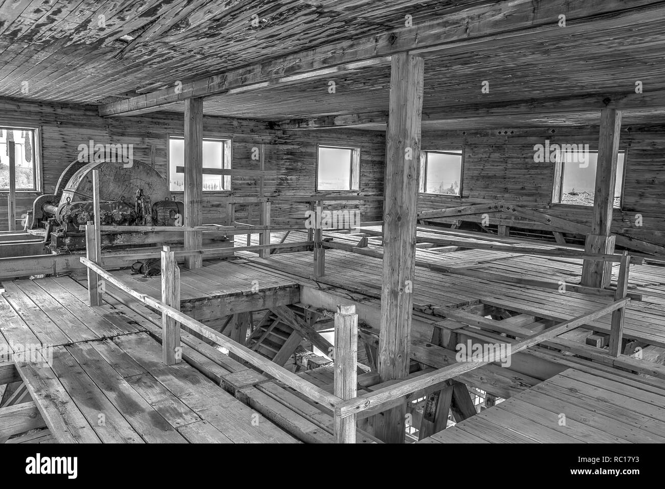 Abandoned coal mine building Stock Photo - Alamy
