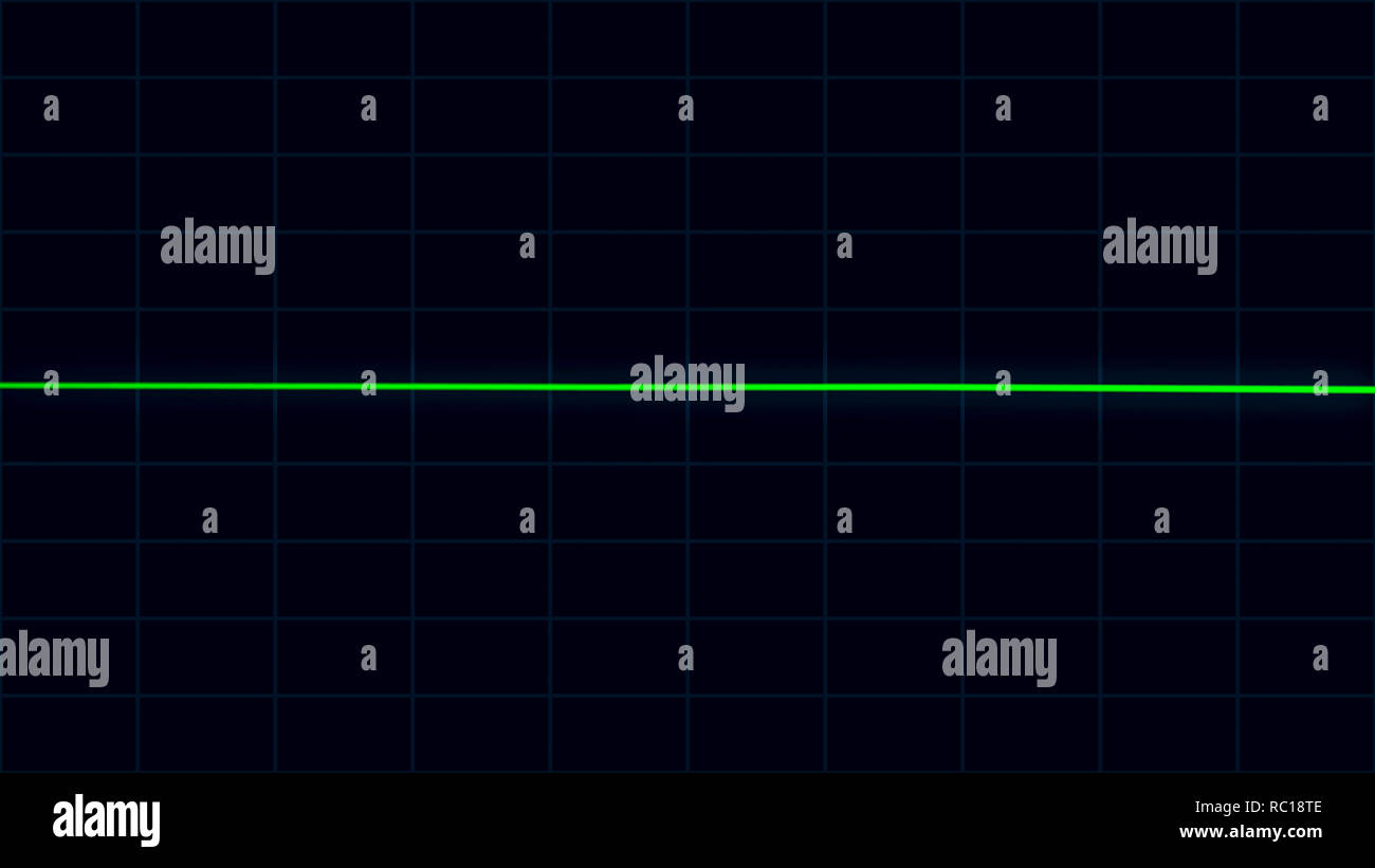 Green heartbeat pulse flatlines on cardiogram screen, EKG ECG cardio ...