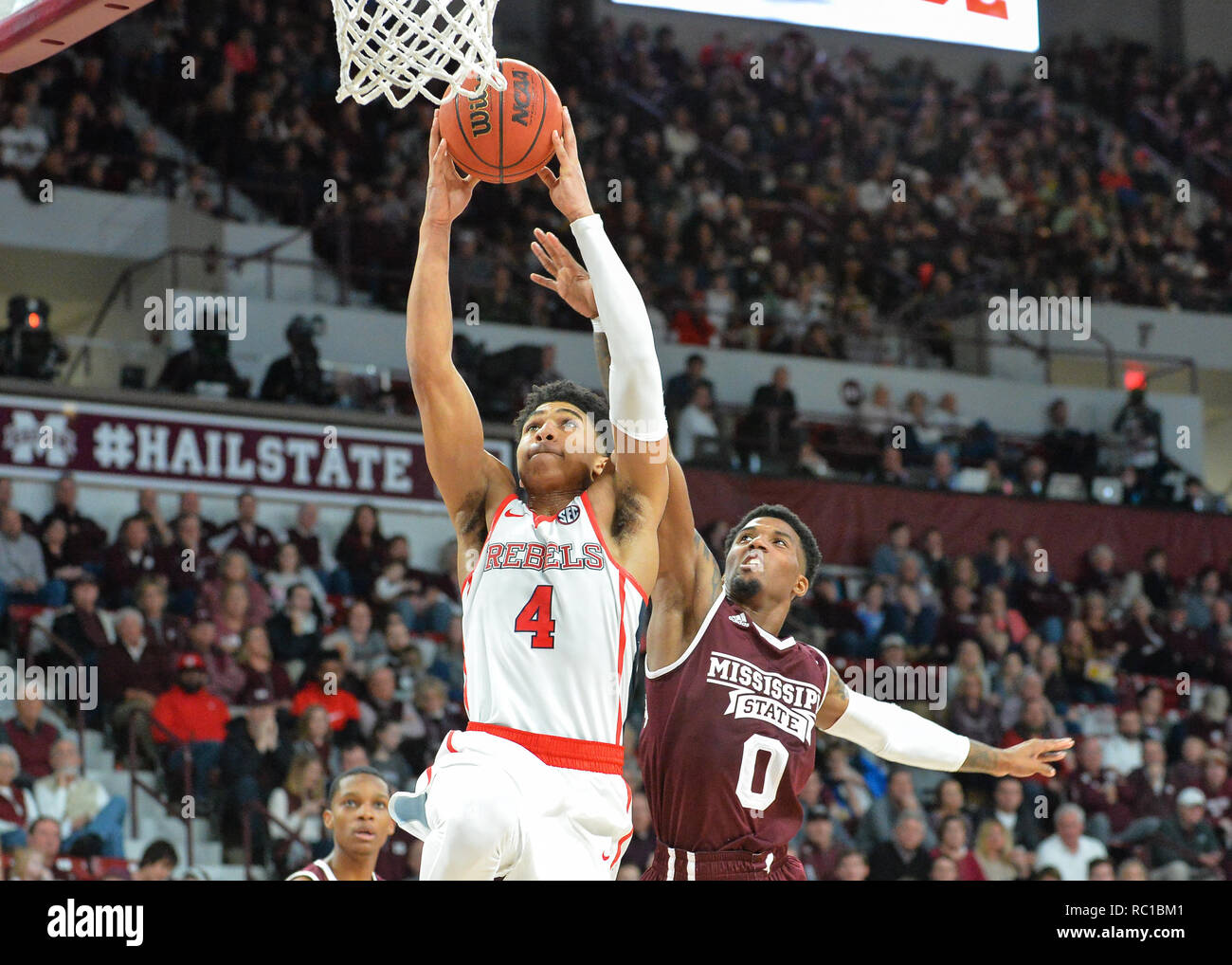 Starkville, MS, USA. 12th Jan, 2019. Ole' Miss guard, Breein Tyree (4 ...
