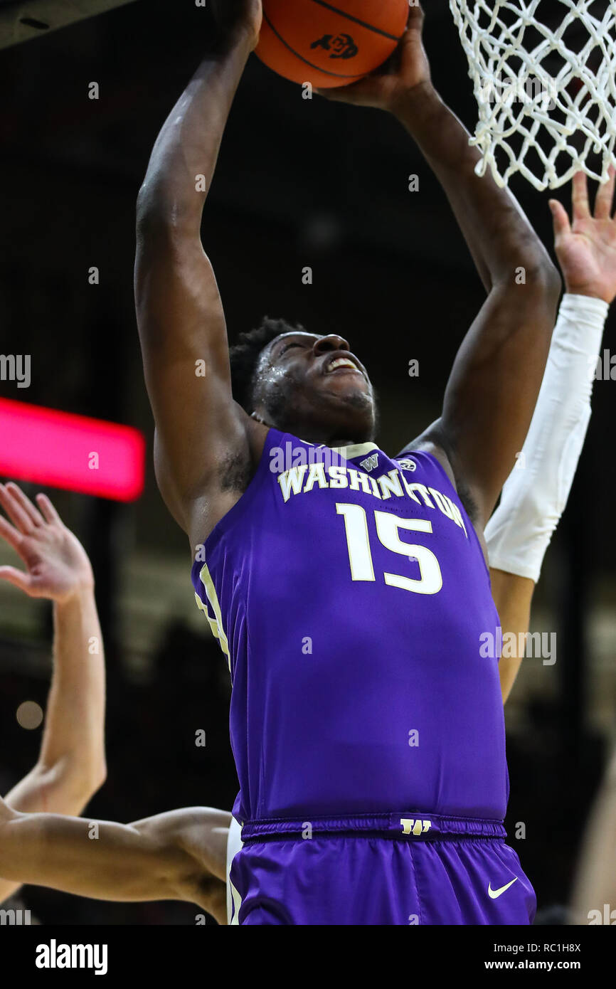 Boulder, CO, USA. 12th Jan, 2019. Washington Huskies forward Noah ...