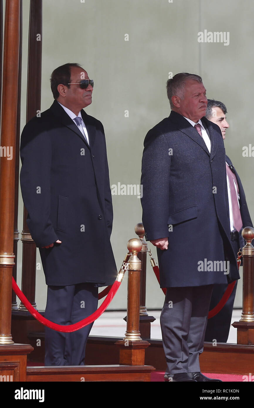 Amman, Jordan. 13th Jan, 2019. King Abdullah II of Jordan (R) and ...