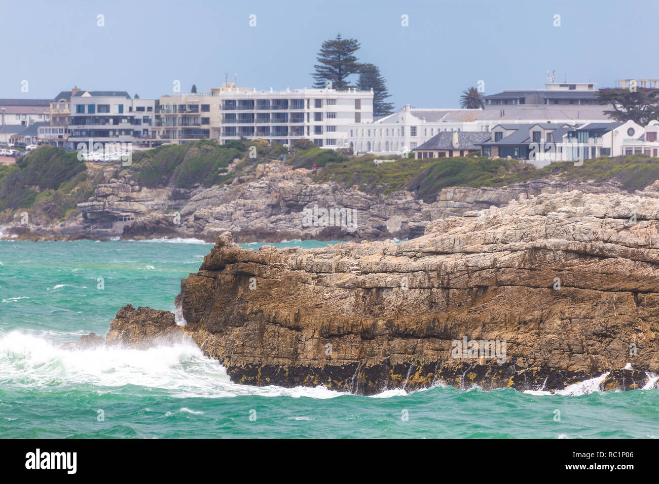 Rocky ocean coast of town of Hermanus, South Africa Stock Photo - Alamy