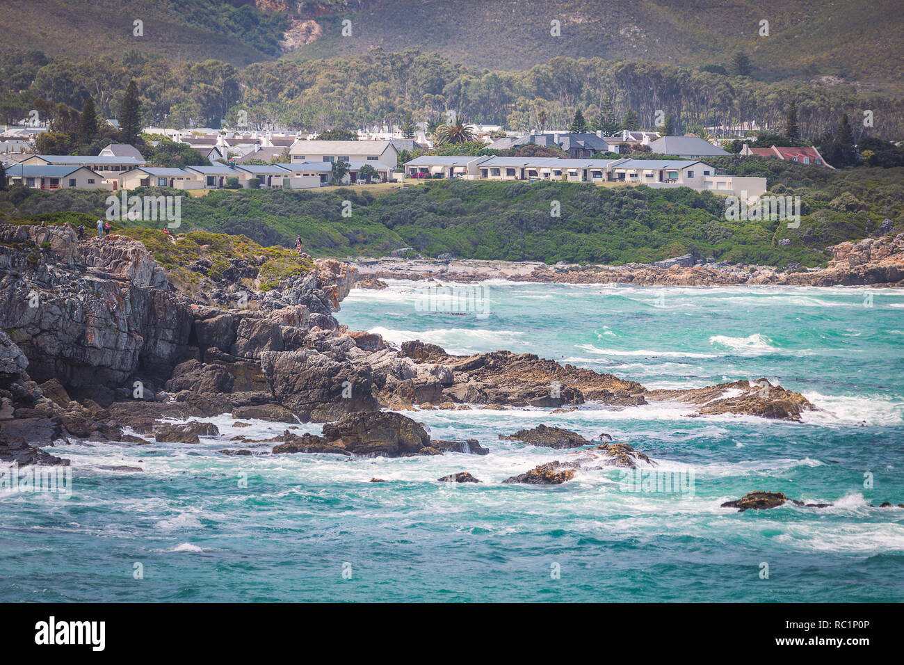 Rocky ocean coast of town of Hermanus, South Africa Stock Photo - Alamy