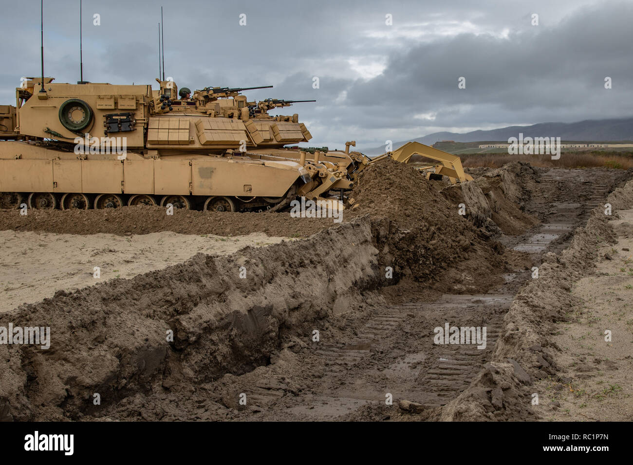 A U.S. Marine Corps assault breacher vehicle with 1st Combat Engineer ...