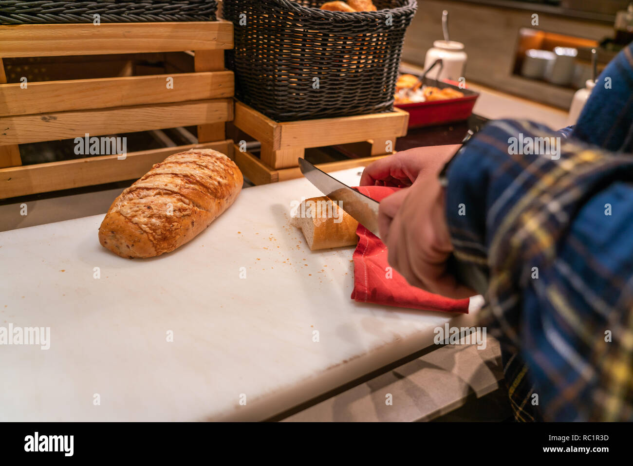 Hands baker cook woman knife hi-res stock photography and images - Alamy