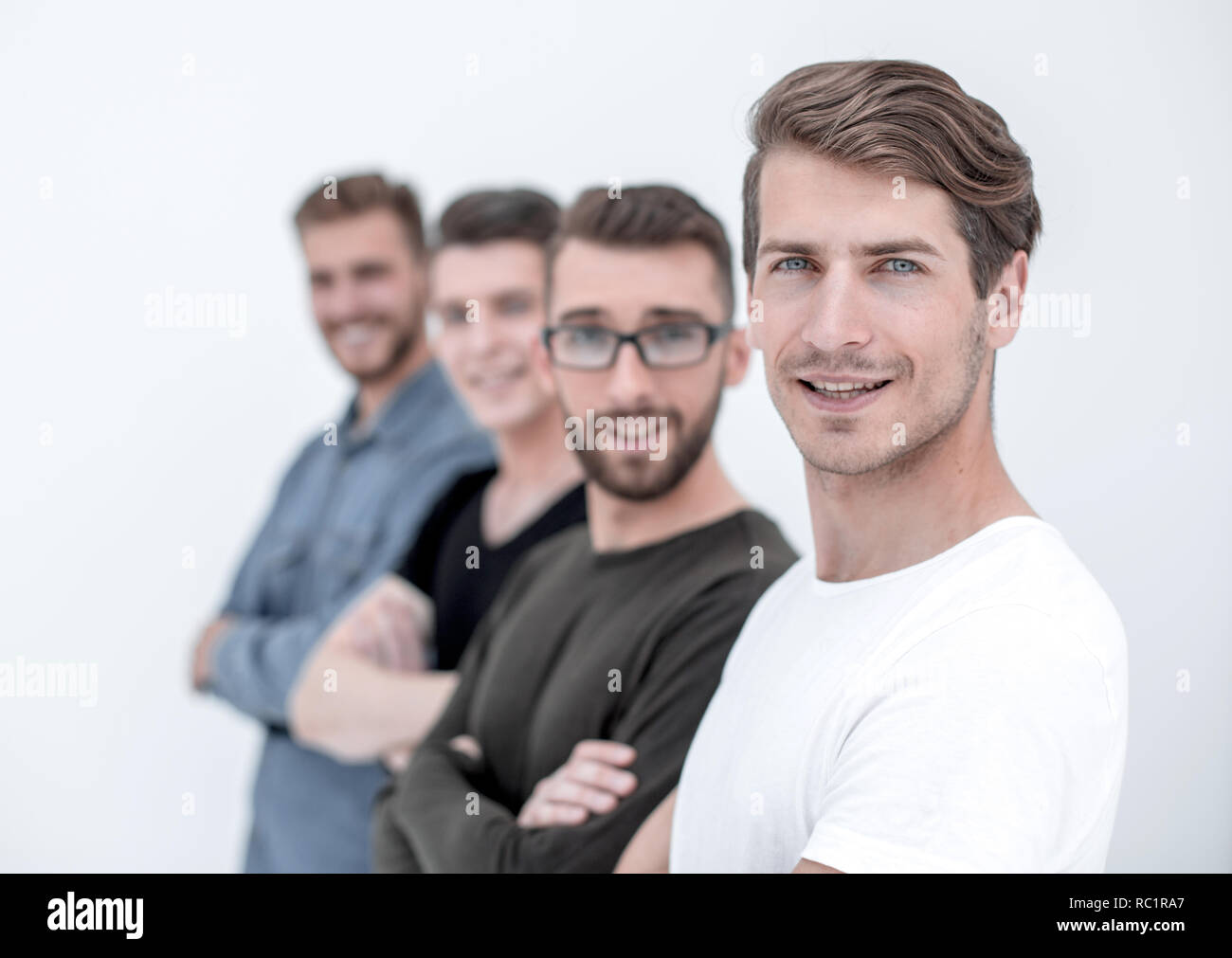 group of friends in casual clothes, side view Stock Photo - Alamy