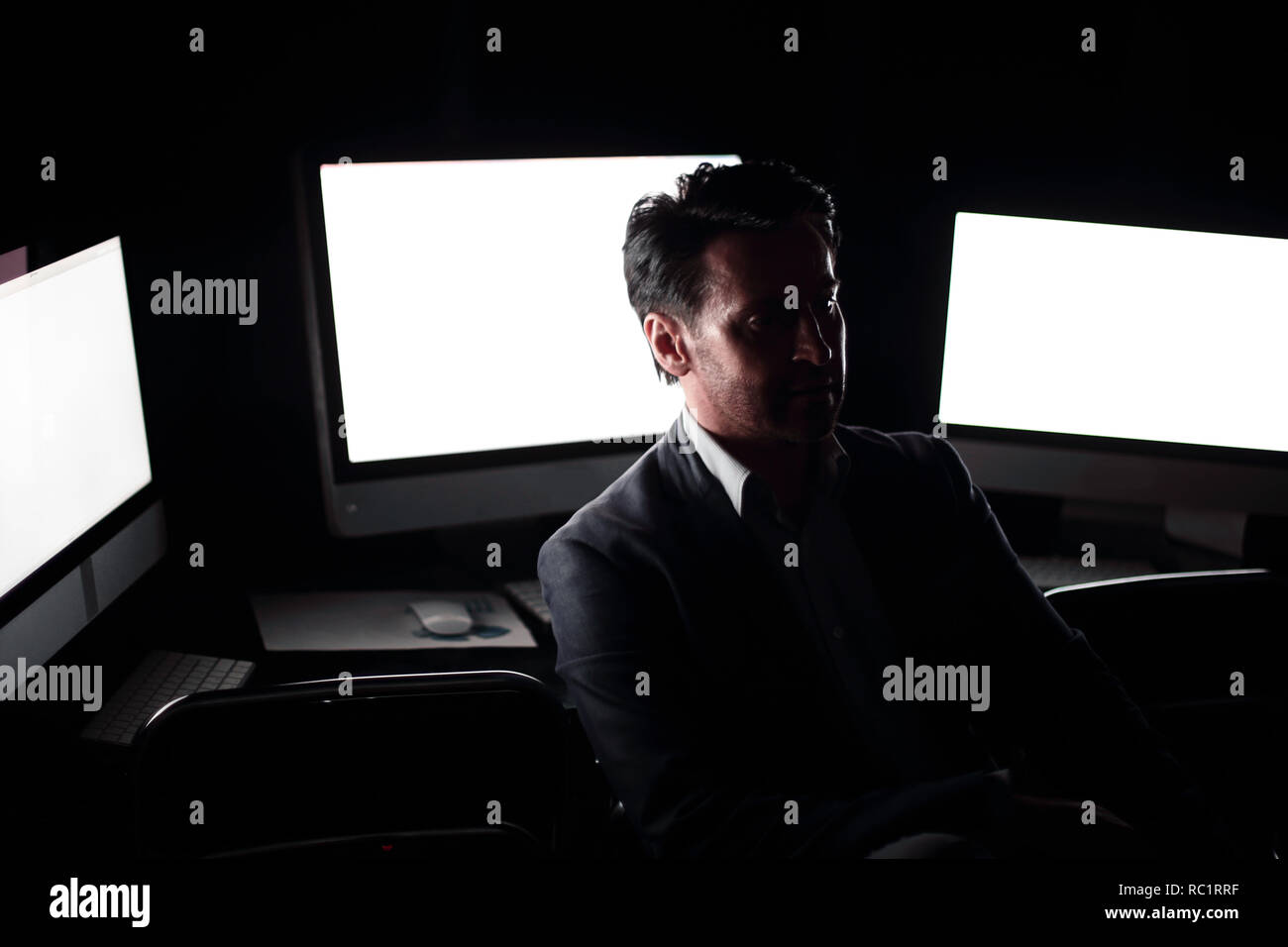 Dark Room Computer Screen High Resolution Stock Photography and Images ...